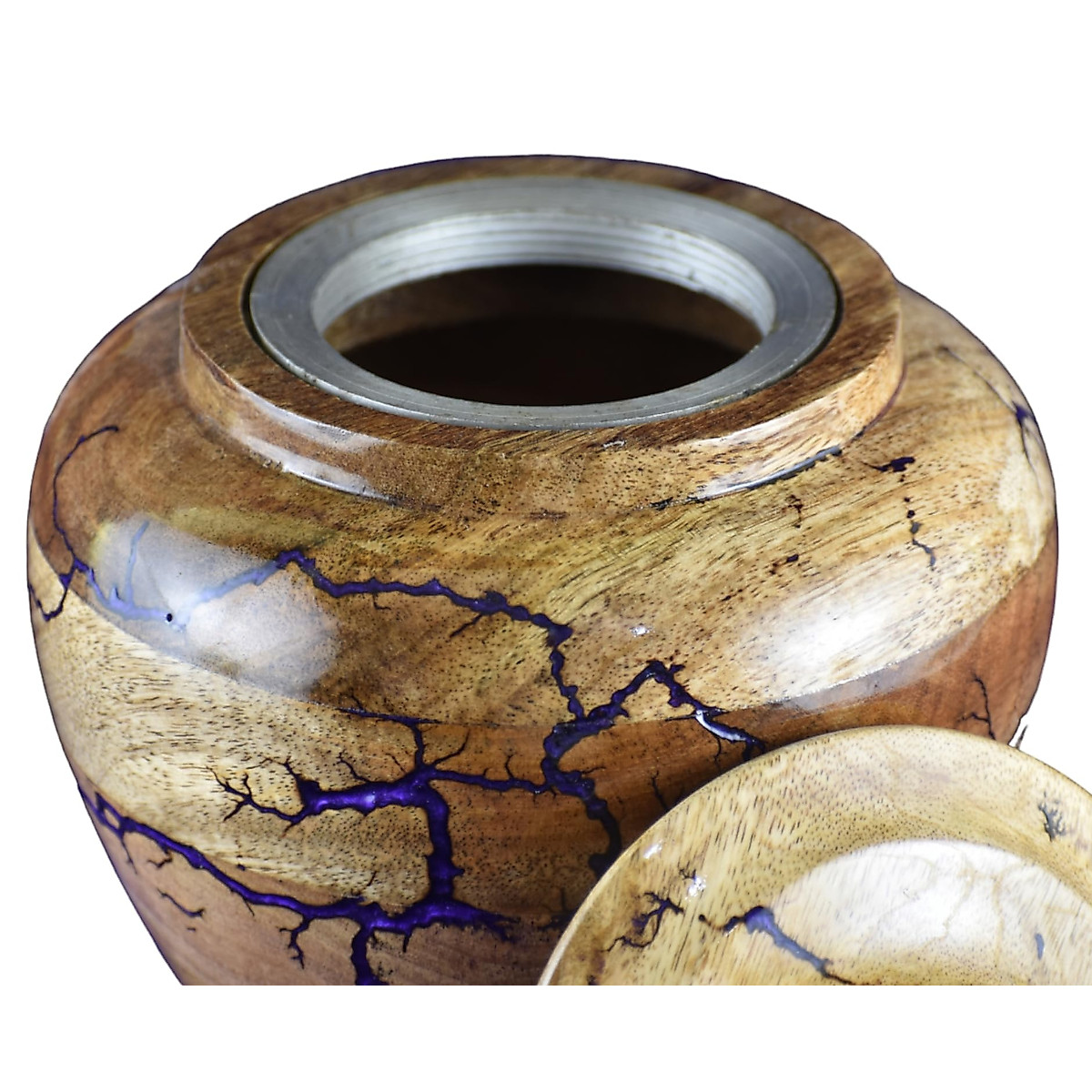 Purple Resin Wooden Urn Box Lichtenberg Figure Resin Urn Cremation Urn for Human Ashes Adult Funeral Urn for Ashes pet Loss Gift Sympathy Gift Memorial Urn Fractal Burning Urn (up to 220 lbs)
