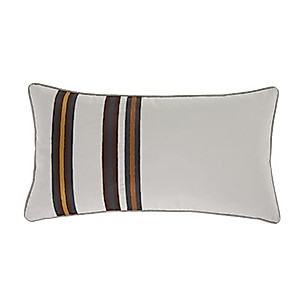 Paseo Road by HiEnd Accents | Toluca Canvas Western Lumbar Throw Pillow, 14x26 inch, Embroidered Cotton Cabin Lodge Rustic Decorative Accent Pillow for Bed, Couch, Sofa