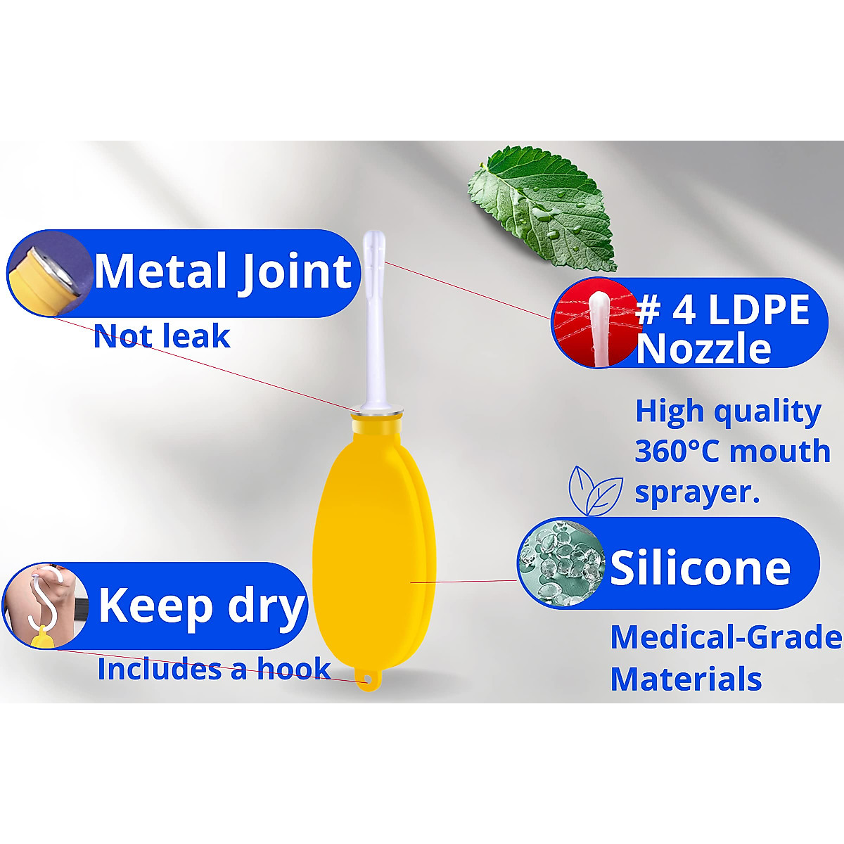 RVDKBULB Silicone Douche Bag with Storage Bag, Pocket size - Great for Travel, 24 Fl Oz Capacity, Yellow