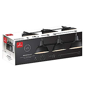 Globe Electric 51710 5-Piece Bathroom Accessory Set, with Vanity, Matte Black, 3-Light Vanity Light, Towel Bar, Towel Ring, Robe Hook, Toilet Paper Holder, Bathroom Lights Over Mirror, Home Décor