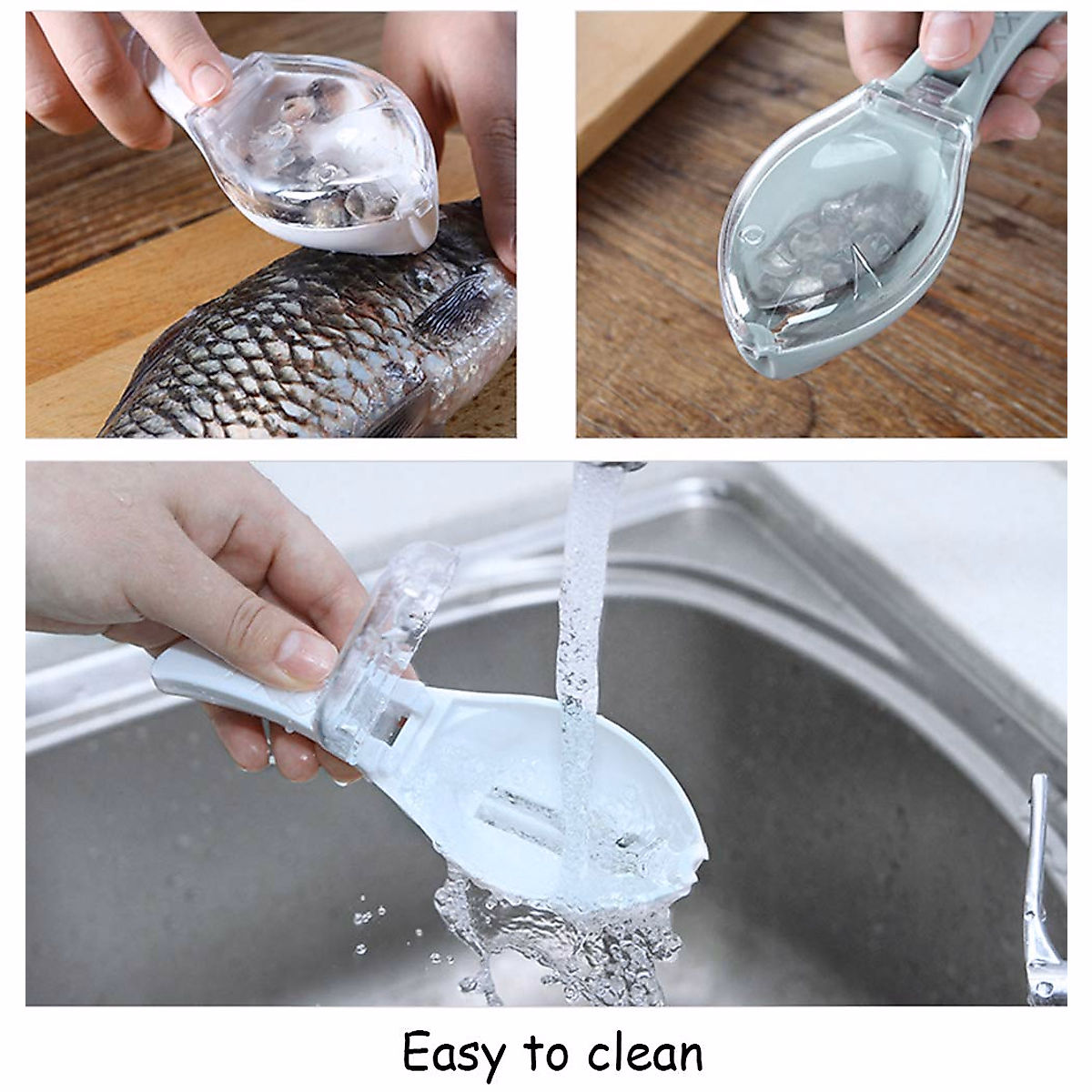 Fish Scaler Scraper Remover, Wosoova Seafood Knives Kitchen Tool for Faster and Easier Fish Scales Skin Removing Peeling (Plastic)