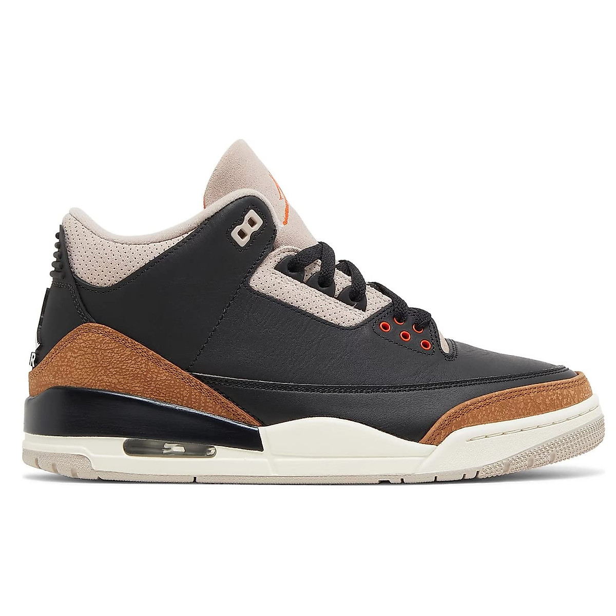 Nike Men's Jordan 3 Retro Basketball Shoes, Black/Rush Orange-fossil Stone, 10