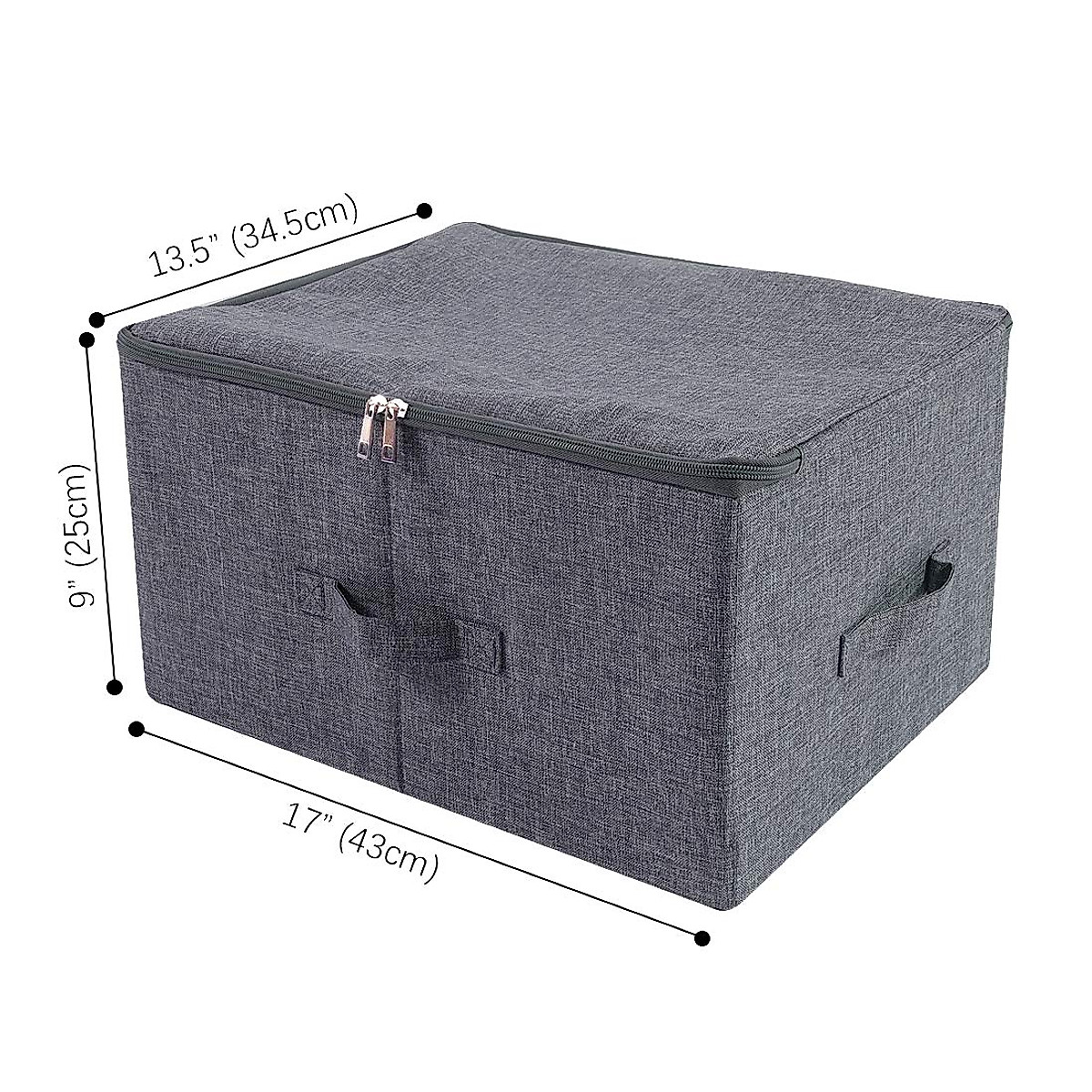 iwill CREATE PRO Pack of 2, Fabric Folding Washable Clothes Storage Boxes with Zip Lid for Wardrobe, Black Gray