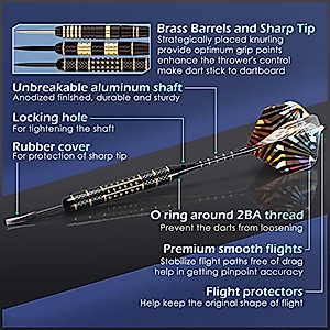 Darts Metal Tip Set - Darts Steel Tip Set Professional, 20 Grams, 24 Grams and 26 Grams Metal Tip Darts with Aluminum Shafts, Brass Barrels, Extra Dart Flights, Sharpener Tool Kit, Carrying Case