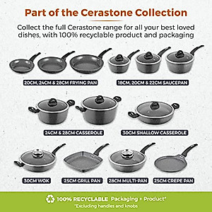 Tower Cerastone Forged Aluminium Frying Pan with Easy Clean Non-Stick Ceramic Coating, 28 cm, Graphite