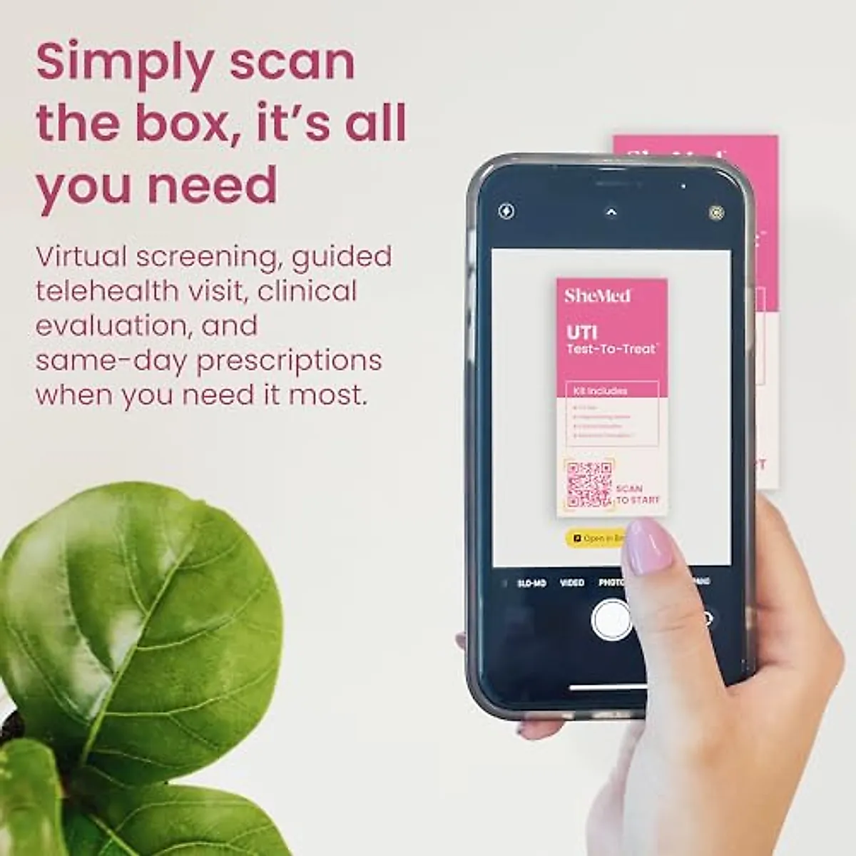 SheMed UTI Test-to-Treat Kit, Urinary Tract Infection Test, Telehealth Consult, Same-Day Prescription and Medication for UTI Treatment if Eligible - 2 Kits