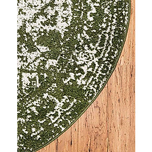 Unique Loom Richmond Collection Area Rug - Medallion (3' 3" Round, Green/ Ivory)
