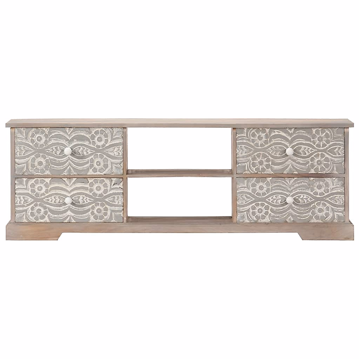 vidaXL TV Stand, TV Unit for Living Room Bedroom, Sideboard with Drawer, TV Console Media Unit Cupboard Entertainment Center, Solid Acacia Wood