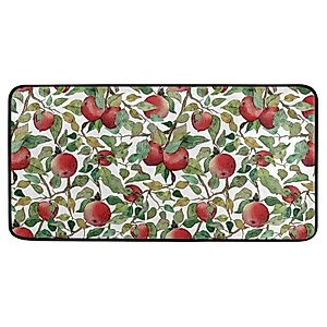 YiGee Watercolor Red Apples Kitchen Rug Mat Runner, Washable Waterproof Anti Fatigue Non Slip Memory Foam Rubber Backing Comfort Standing Rug for Kitchen Floor Home Office Laundry 39x20 Inches