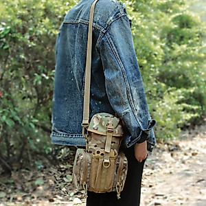 Tactical Molle Water Bottle Pouch Multi-Purpose 128 oz Buckle Secured Top Water Bottle Holder Bag Hydration Carrier with Shoulder Strap (Black)