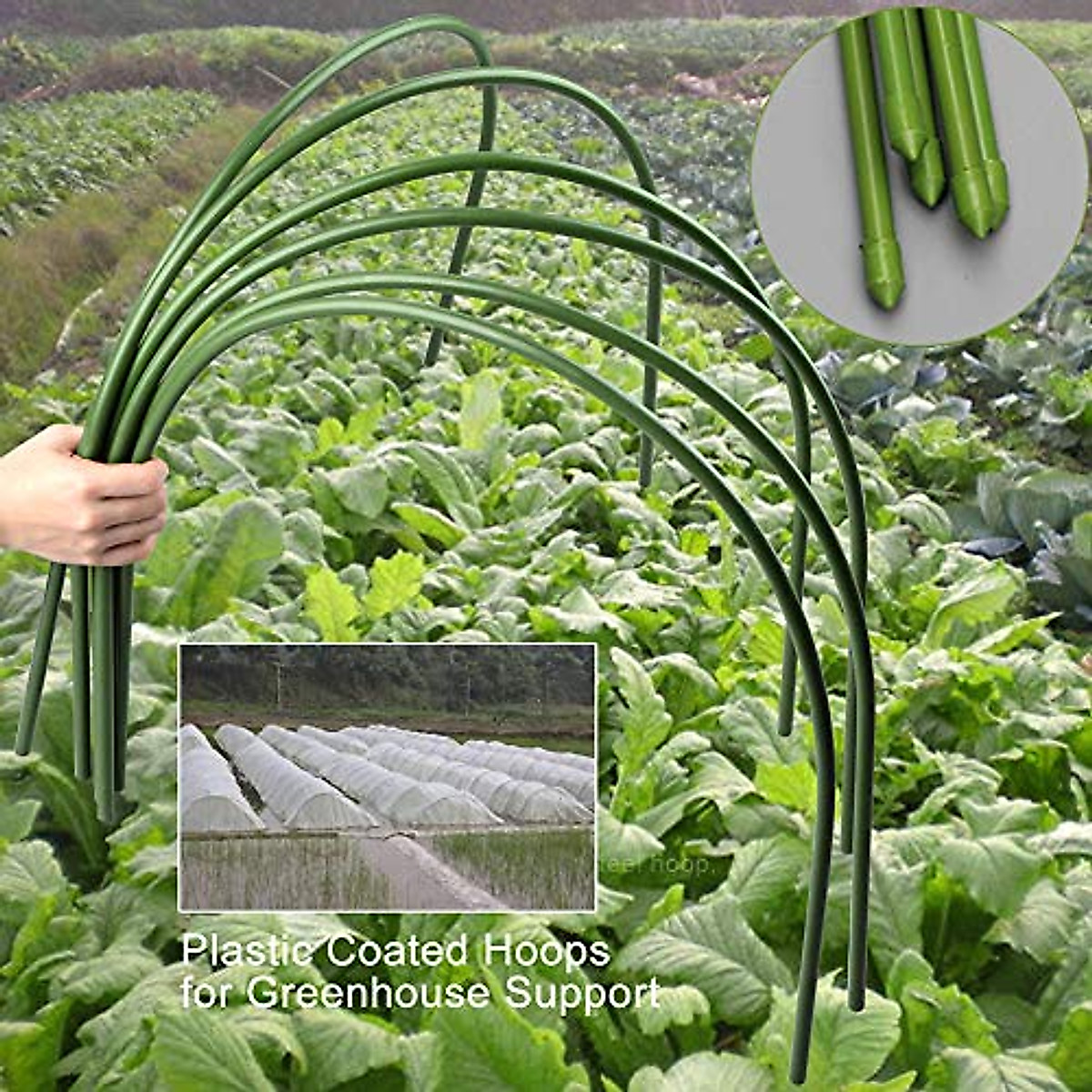Greenhouse Hoops,Plastic Coated Hoops with Steel Inside Rust-Free Grow Tunnel Tunnel Support Hoops for Garden Fabric,19.7"x19.7"/6-Pack