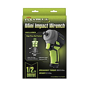 Flexzilla Pro Mini Impact Wrench, 1/2" Drive, with High Flow Ball Swivel Plug - AT1475FZ