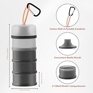 Bakpoco 2 Pack Protein Powder Storage Container, 4 Layer Stackable Leak-proof Formula Dispenser, Portable Travel Fitness Workout Protein Powder Container (Black & White)