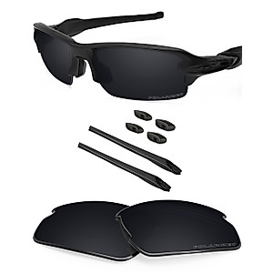 BLAZERBUCK Polarized Replacement Lenses & Sock Kit for Oakley Flak 2.0 OO9295 - Black