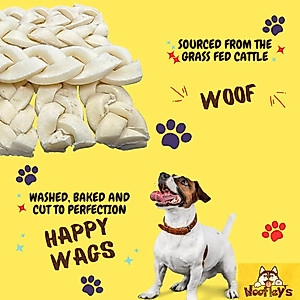 Woofley's 6" Buffalo Beef Cheek Braids Regular - (12 Count)- Beef Cheek Dog Chews - No Hide Bones for Dogs