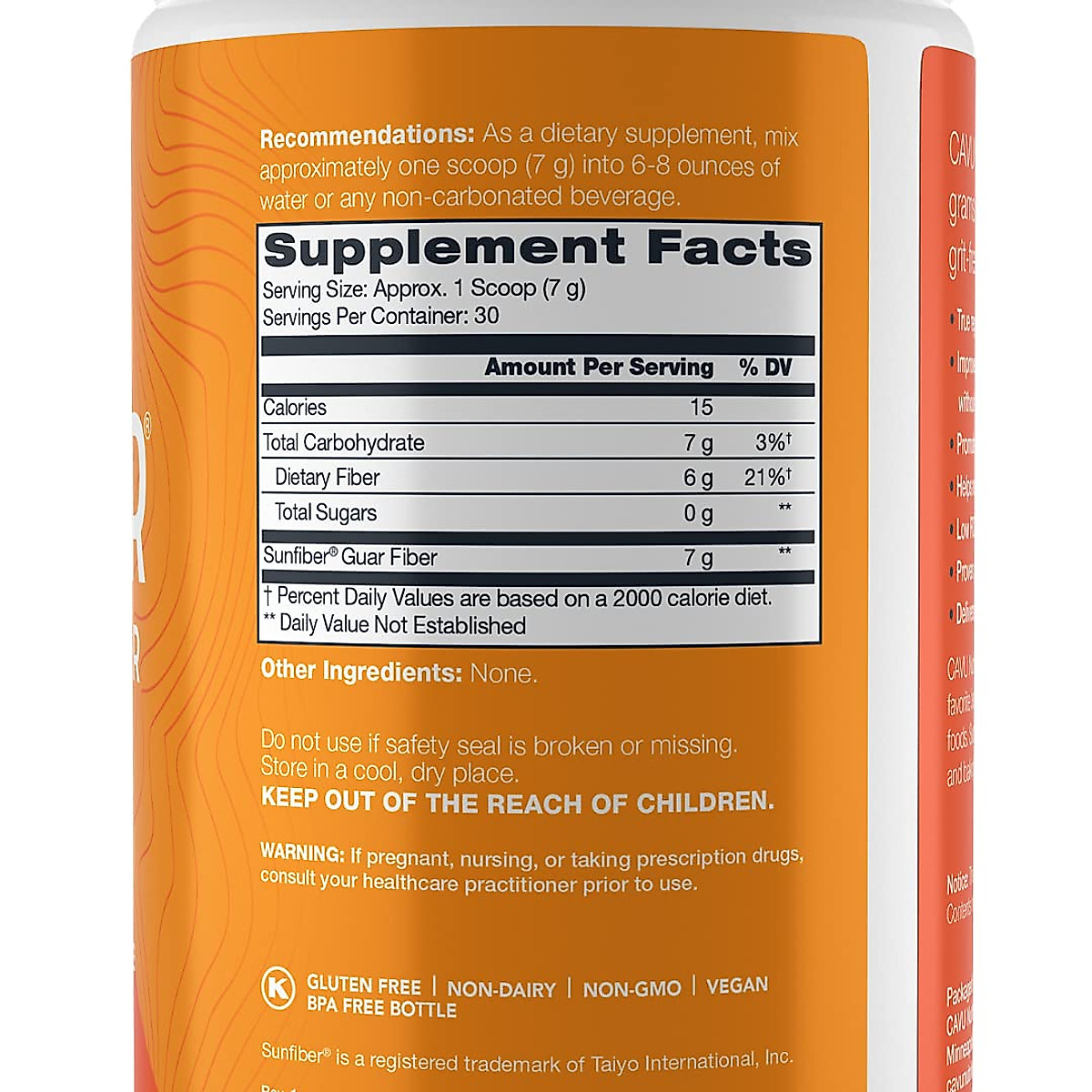 CAVU NUTRITION Gentle Prebiotic Fiber Supplement | Promotes Comfortable Digestion & Regularity* | Intestinal & Colon Health* (30 Servings)