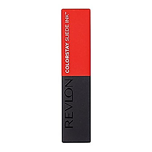 REVLON Lipstick, ColorStay Suede Ink, Built-in Primer, Infused with Vitamin E, Waterproof, Smudge-proof, Matte Color, 007 Feed the Flame, 0.09 oz.