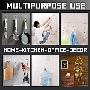 BrapWrap Adhesive Hooks, 24 Pack, Self Adhesive Transparent Waterproof Sticky Hooks, Heavy Duty Self Adhesive Hooks Stick on Bathroom Kitchen Office Outdoors, Transparent Sticky Hooks for Hanging