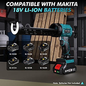 APROTII Cordless Caulking Gun Compatible with Makita Battery, Electric Caulk Gun w/ 4 Adjustable Speeds, LED Light, Drip-Free Adhesive 10OZ/300ML Caulk Gun for Filling, Sealing (No Battery)