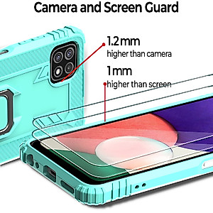Milomdoi Case for Samsung Galaxy A22 5G with 2 Pack Screen Protector, [Not fit 4G] [Military Grade Protective ] Heavy Duty 360° Finger Ring Kickstand Cover for Samsung A22 5G Phone Case-Light Green