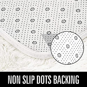 HOMORE Luxury Fluffy Area Rug Modern Shag Rugs for Bedroom Living Room, Super Soft and Comfy Carpet, Cute Carpets for Kids Nursery Girls Home, 5x7 Feet Cream White