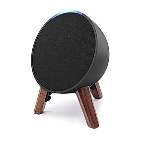 Real Wood Stand for Echo Pop Speaker (Newest Model),Tripod Accessories Holder for Better Sound,Secure Sturdy Wooden Table Mount for Alexa Pop (Walnut)