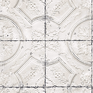Chesapeake 3115-12431 Susanna Off-White Vintage Tin Tile Wallpaper