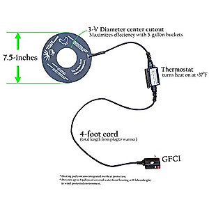 STOLTCO Heated Base with Thermostat for Metal Founts & Buckets Water Warmer 96w for 1-6 Gallons to 0-Degrees F,