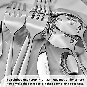 Karaca Lizbon 60-Piece Cutlery Set for 12 People -18/10 Stainless Steel, Dinnerware Tableware Silverware Service, includes Forks, Spoons, knives, forks, Teaspoons, Mirror Polished, Dishwasher Safe