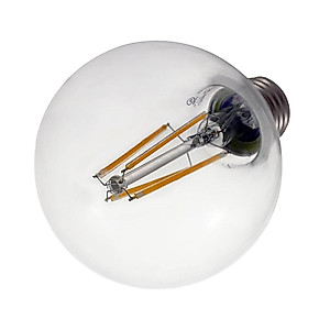 Euri Lighting VG25-2000e LED G25 Bulb, Filament Line, Warm White 2700K, Dimmable, 7.5W (60W Equivalent), 800 lm, Clear, 360 Degree Beam Angle, Damp Rated, E26 Base, UL & E-Star Listed