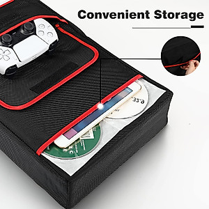 TiMOVO Dust Cover for PS5 Console, Soft Lining Dust Guard for Playstation 5 Console Digital Edition & Regular Edition, Waterproof Protective Sleeve with Game Disc & Controller Storage Pocket, Black