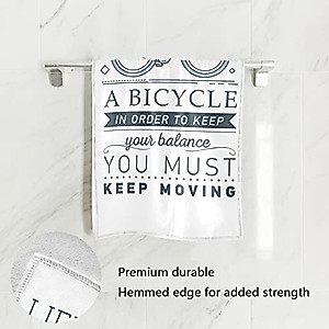 Bolaz Bath Towels Hand Towels for Bathroom Washcloths Face Cloths Cotton Inspirational Quote Bicycle Decorative Absorbent Soft 30x15in