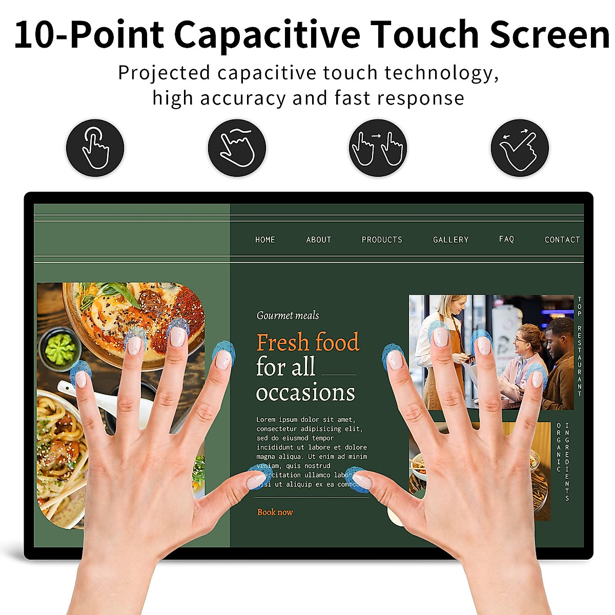AYSTekMann 15.6'' Digital Signage Display Indoor Interactive LCD Touch Screen Commercial Advertising Kiosk Smart Video Media Player Ultra Thin 5G WiFi All in One 4GB+64GB Android 11 Capacitive