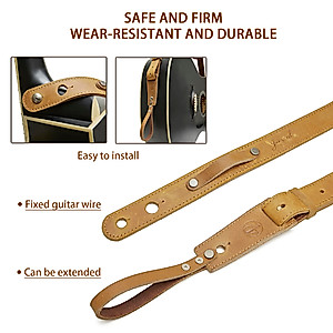 Jeereal Full Grain Genuine Leather Classic Retro Guitar Strap for Electric, Acoustic, and Bass Guitars (Dark Brown)