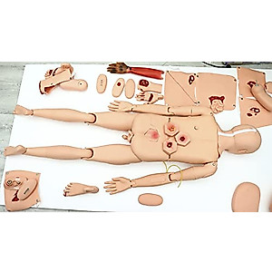 PreAsion Manikin Training 24 Wound ModulesTrauma Manikin Care Multi Functional Anatomical Human Model Advanced Training Manikin Model Demonstration Manikin for Men and Women Life-Size Nursing Model