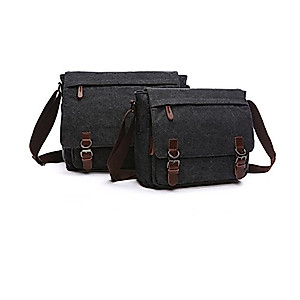 Sechunk Canvas Leather Messenger Bag Shoulder bag Cross body bag Crossbody 13 Inch Laptop Bag