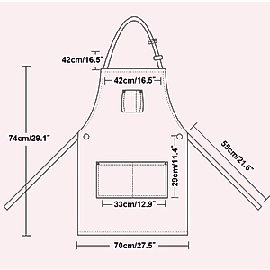 WOWSEA Denim Aprons - Lightweight, Ultra-thin portable Apron for Work, Play, Cooking Multifunctional Aprons, Adjustable Shoulder Strap Lengths for Petite Ladies or Teenagers (Blue)