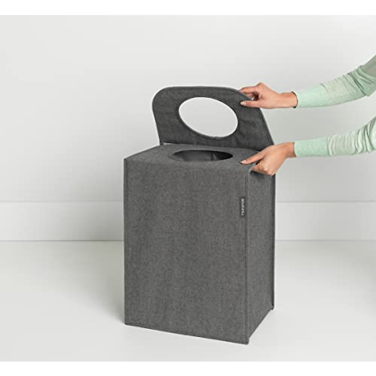 Brabantia - Laundry Bag Rectangular - Space Efficient - Large Volume - Quick-Drop Opening - Laundry Basket - with Hole - Bathroom - Stackable - Pepper Black - 14.5 Gal