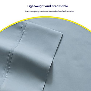 Queen Sheets Blue Misty - 6 Piece 1500 Supreme Collection Fine Brushed Microfiber Deep Pocket Queen Sheet Set Bedding - 2 Extra Pillow Cases, Great Value, Queen, Blue Misty