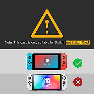 Dockable Case for Nintendo Switch, Protective Case for Nintendo Switch with a Tempered Glass Screen Protector and 6 Joy Stick Covers, Fit into the Dock Station - Clear
