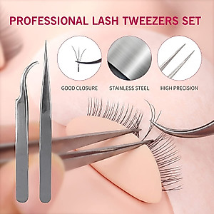 MIILAMOD Eyelash Extension Kit,Training Lash Extension Supplies for Beginners,Lash Mannequin Head With Replaced Eyelids Silicone Training Exercise Set,Eyelash Extension Practice Kit