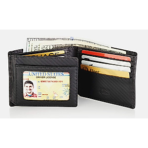 Stealth Mode Leather Bifold Wallet for Men - RFID Blocking, 11 Card Slots, Gift Box