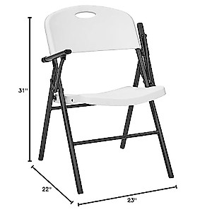 Living and More Plastic Folding Chair with Armrest, Light Weight Folding Chair, 350 Pound Capacity, White, 4pc Pack