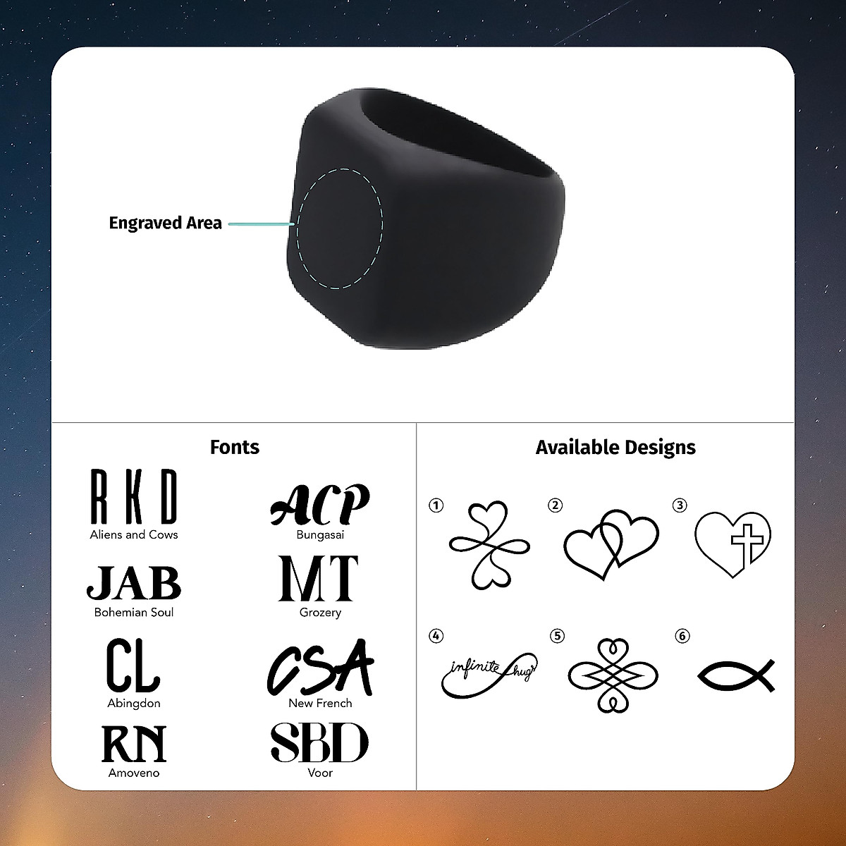 Wildfire Ring Personalized Chunky Silicone Wedding Ring with Ring Box, Engagement Ring, Rubber Wedding Band for Men Women, Custom Laser Engraved, Anniversary for Couples (Black - Plain, 12)