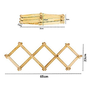 2 Pack10 Hook Coat Hooks, Wooden Expanding Accordion Style Wall Mounted Hook,Wooden Pegs Folding Wall Hanger Stand for Cap,Belt,Umbrella,Coffee Mug,Keys, Home Organization Storage Rack, Storage Holder