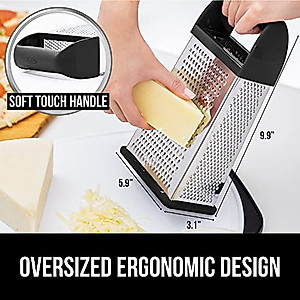 Gorilla Grip Box Grater and Measuring Spoons Set, Box Grater Has Built in Container, Measuring Spoons Set is Dishwasher Safe, Both in Black Color, 2 Item Bundle