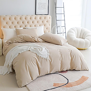 BESTDESIL Duvet Cover Set King Size,100% Washed Cotton Duvet Cover,Rust 3 Pieces Bedding Set,Linen Like Duvet Cover with 2 Pillowcases (Burnt Orange, King)