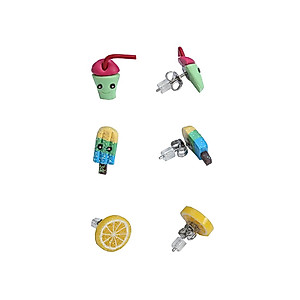 minihope 30 Pairs Little Girls Earrings Hypoallergenic,Cute Multiple Animal Donut Stud Earrings for Kids,Made with Polymer Clay,Best Gifts for Girls