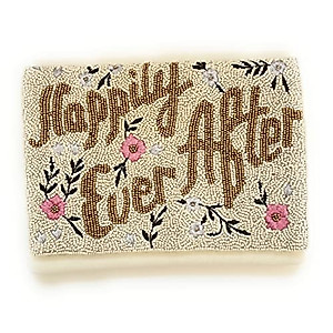 Generic BRIDE Gifts, Gifts for Bride, Wedding Gift, Bride Clutch, Engagement Gift, Seed Beads Clutch, Happily Ever After Beaded Clutch, Bride Bag, Ivory