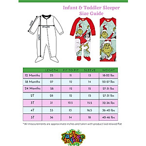 The Grinch Dr. Seuss Toddler Infant Christmas Footed Blanket Sleeper Pajamas (5T, Red)
